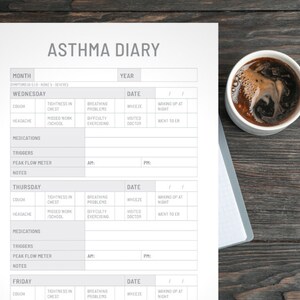 Asthma Diary Printable Digital Instant Download - Etsy
