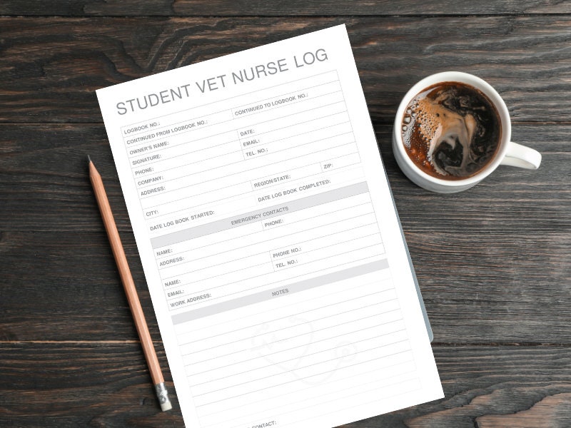 Student Veterinary Nurse Log Book Printable, Digital, Instant Download ...