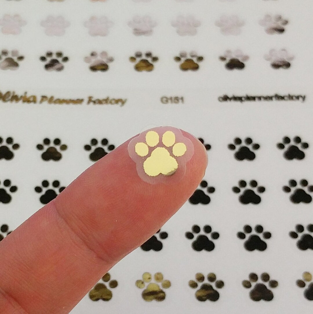 35pcs Dog Paw Gold Foil Clear Sticker / Puppy Paw Sticker / Pet Sticker ...