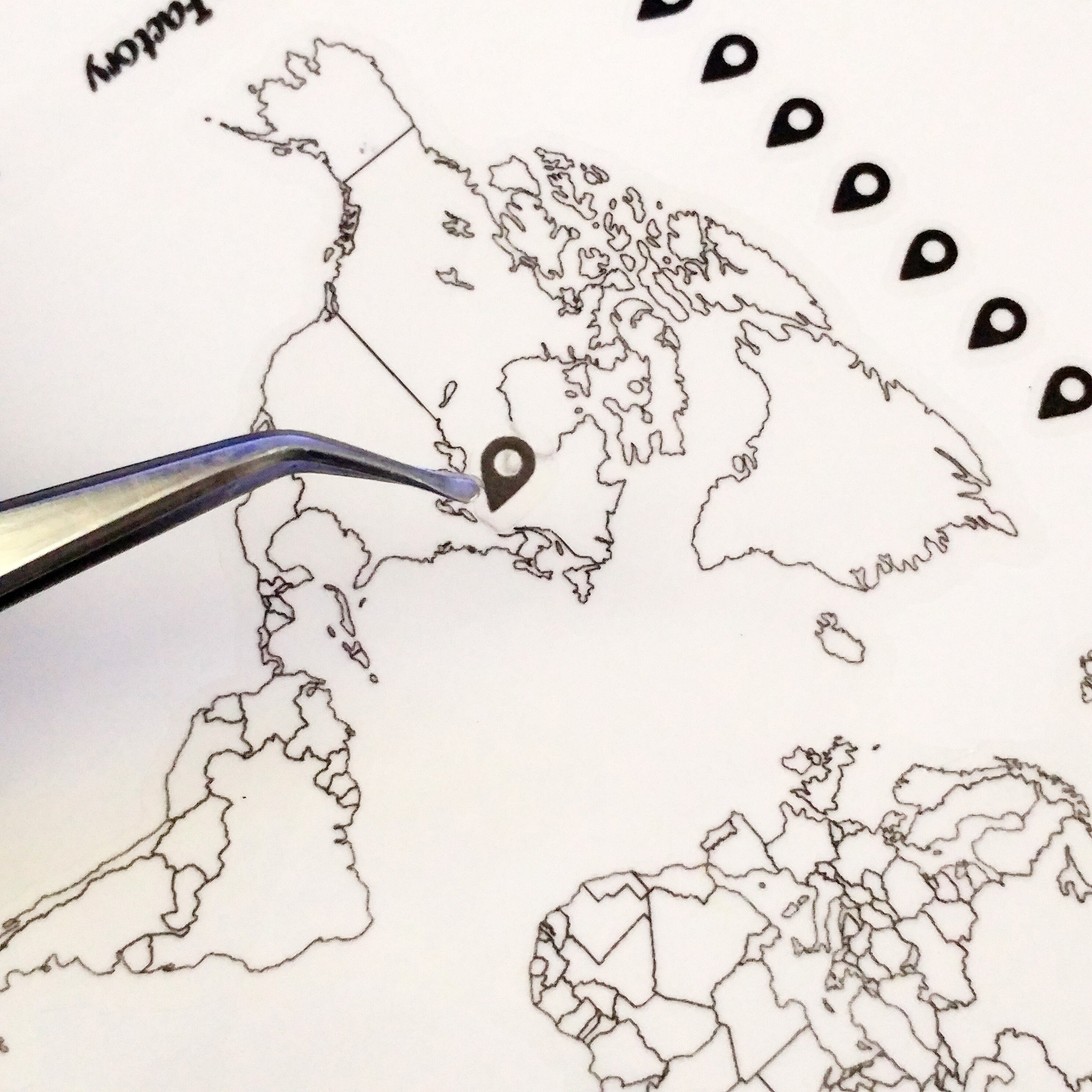 T014 World Map Sticker Map Markers Sticker ECLP Sticker - Etsy