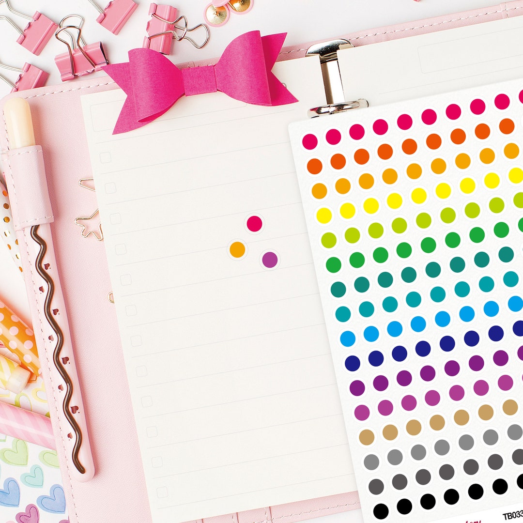 TB033 Clear Color Dot Stickers, Planner Decoration Sticker, ECLP, Erin ...