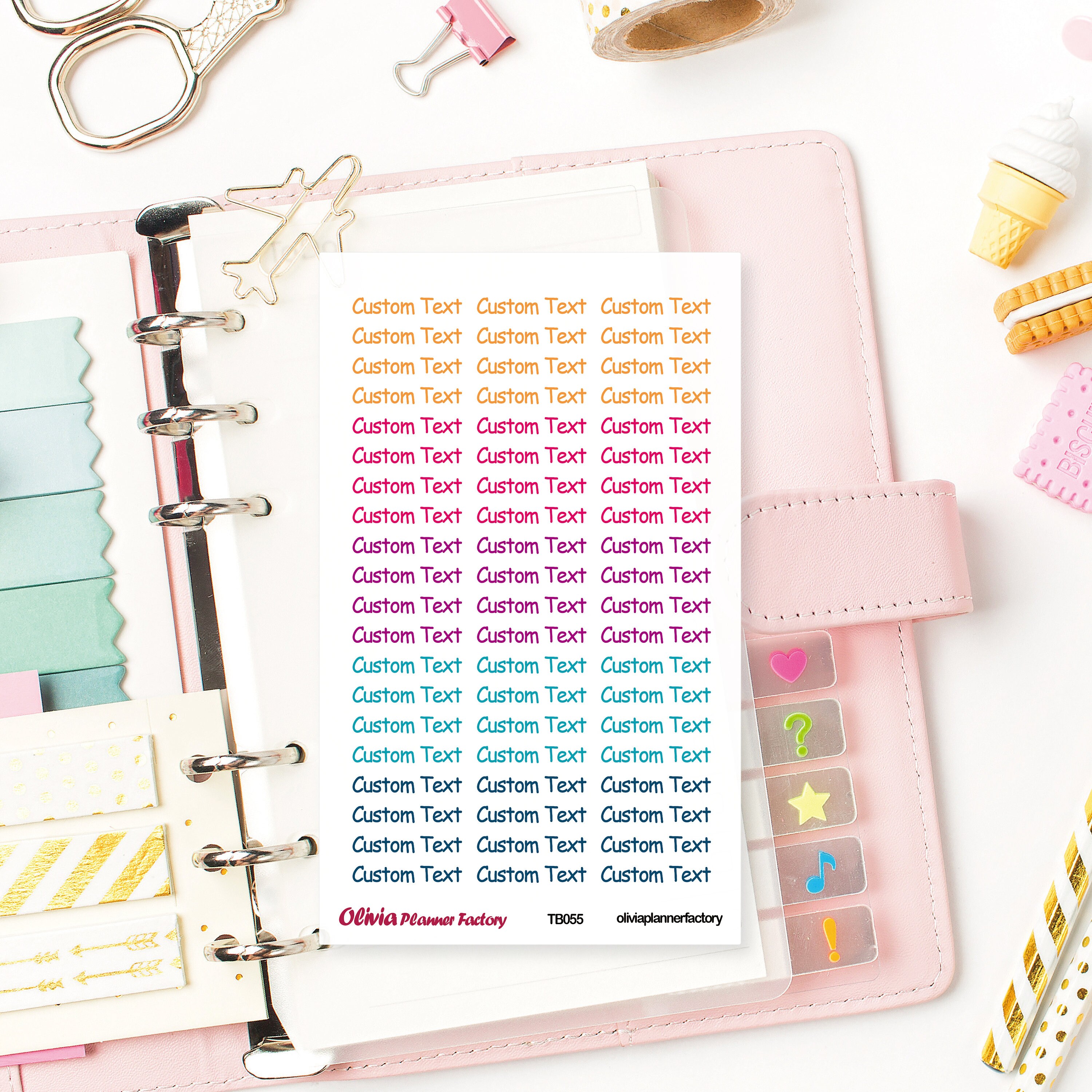 TB055 Custom Text Planner Sticker Custom Word Sticker ECLP | Etsy