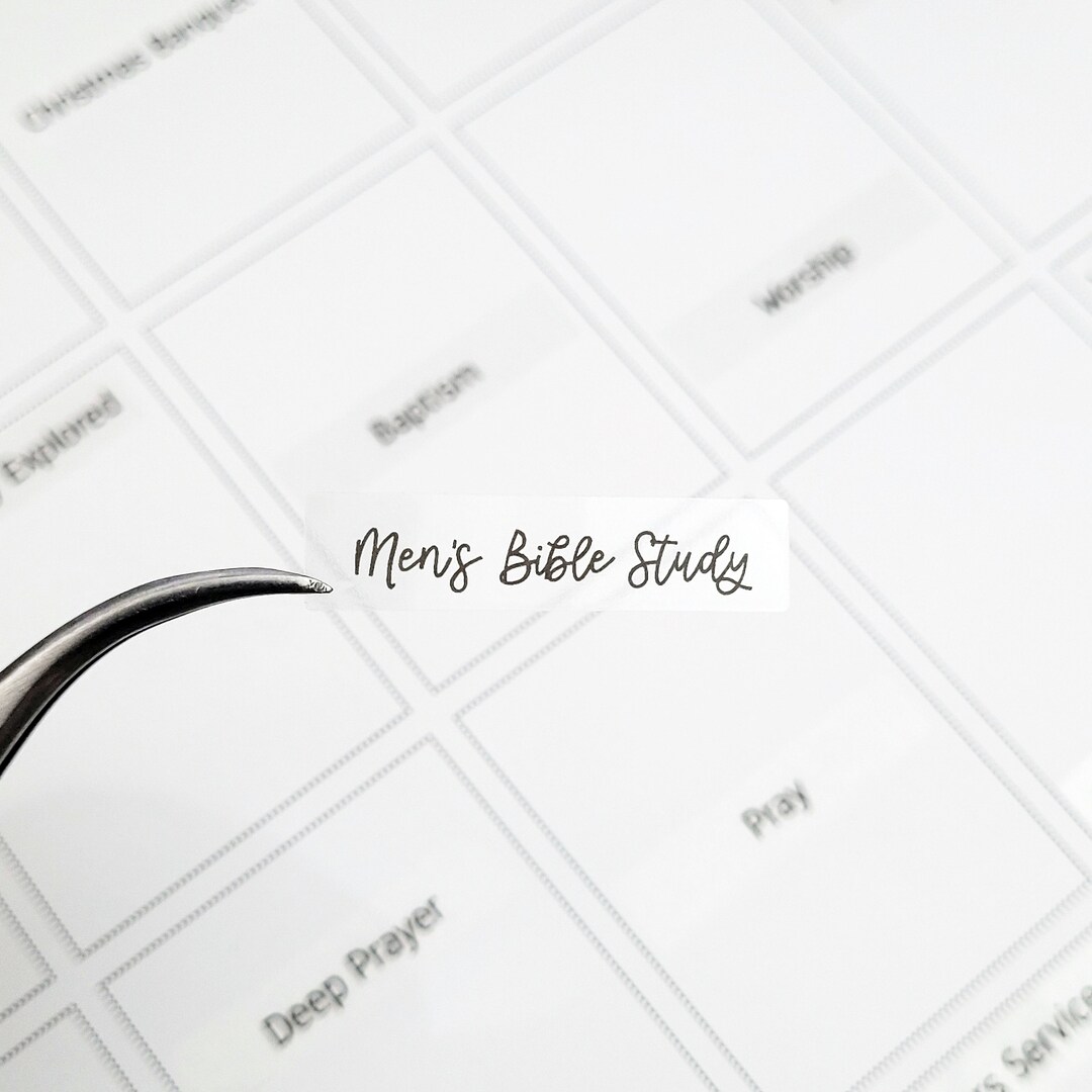 TCC098 35pcs Clear MEN'S BIBLE STUDY Stickers / Cursive Letter Stickers ...