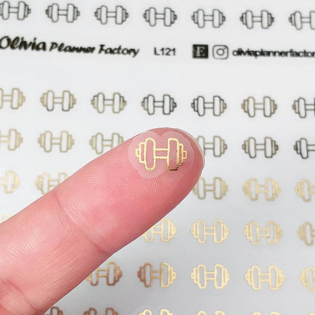 Dumbell Sticker, Dumbell Card Label, Dumbell Icon, Gold Foil Sticker ...