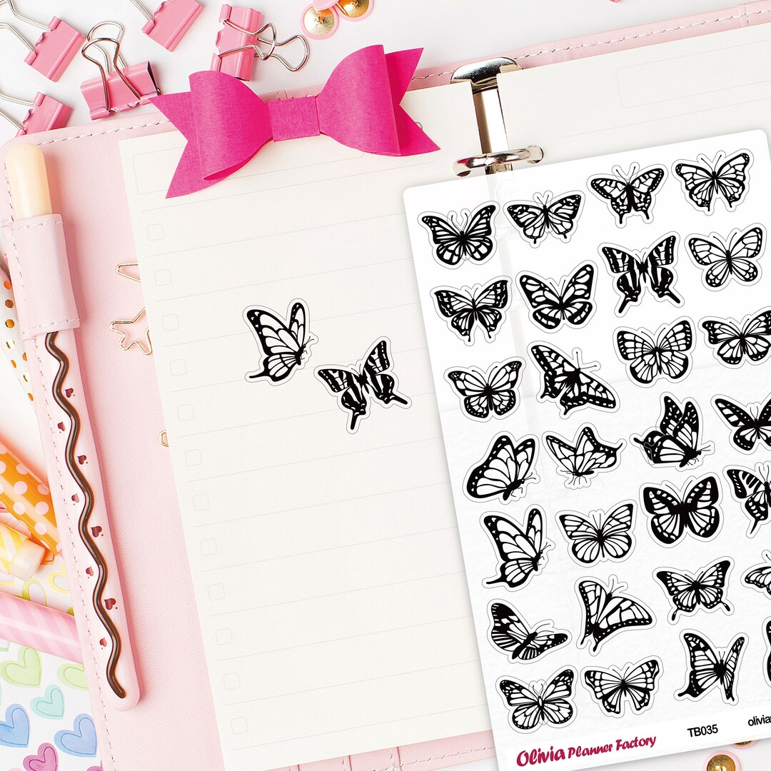 TB035 Clear Butterfly Sticker, Planner Decoration Sticker, ECLP, Erin ...