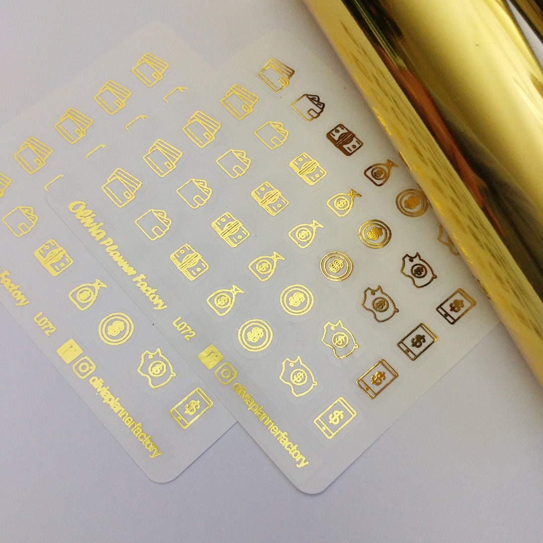 G072 Foiled Money Sticker, Money Label, Coin Sticker, Saving Sticker ...