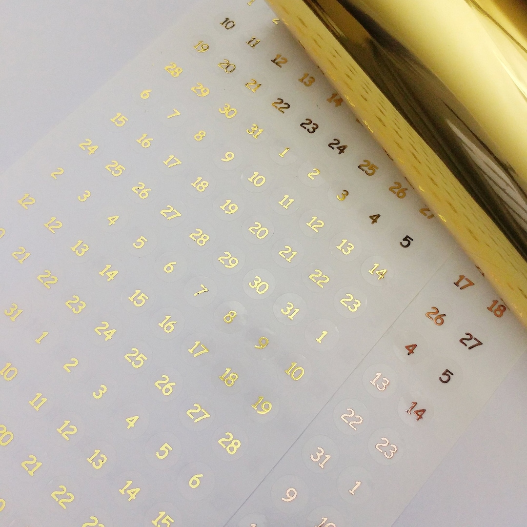 GT006 Foiled Round Number Sticker. Month Sticker, Round Number Sticker ...