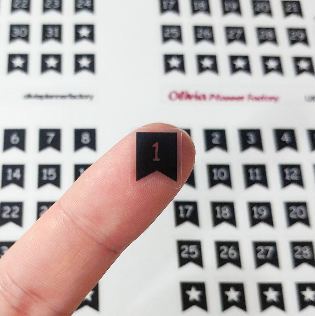31 Pcs Flag Number Sticker. Flag Sticker, Month Sticker, Number Label ...