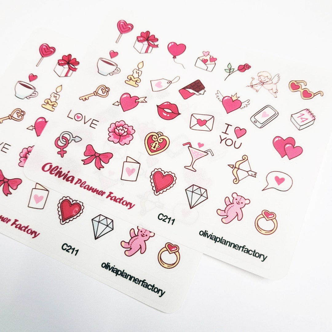 C444 Clear Valentine Stickers, Love Stickers, Transparent Sticker, Cute ...