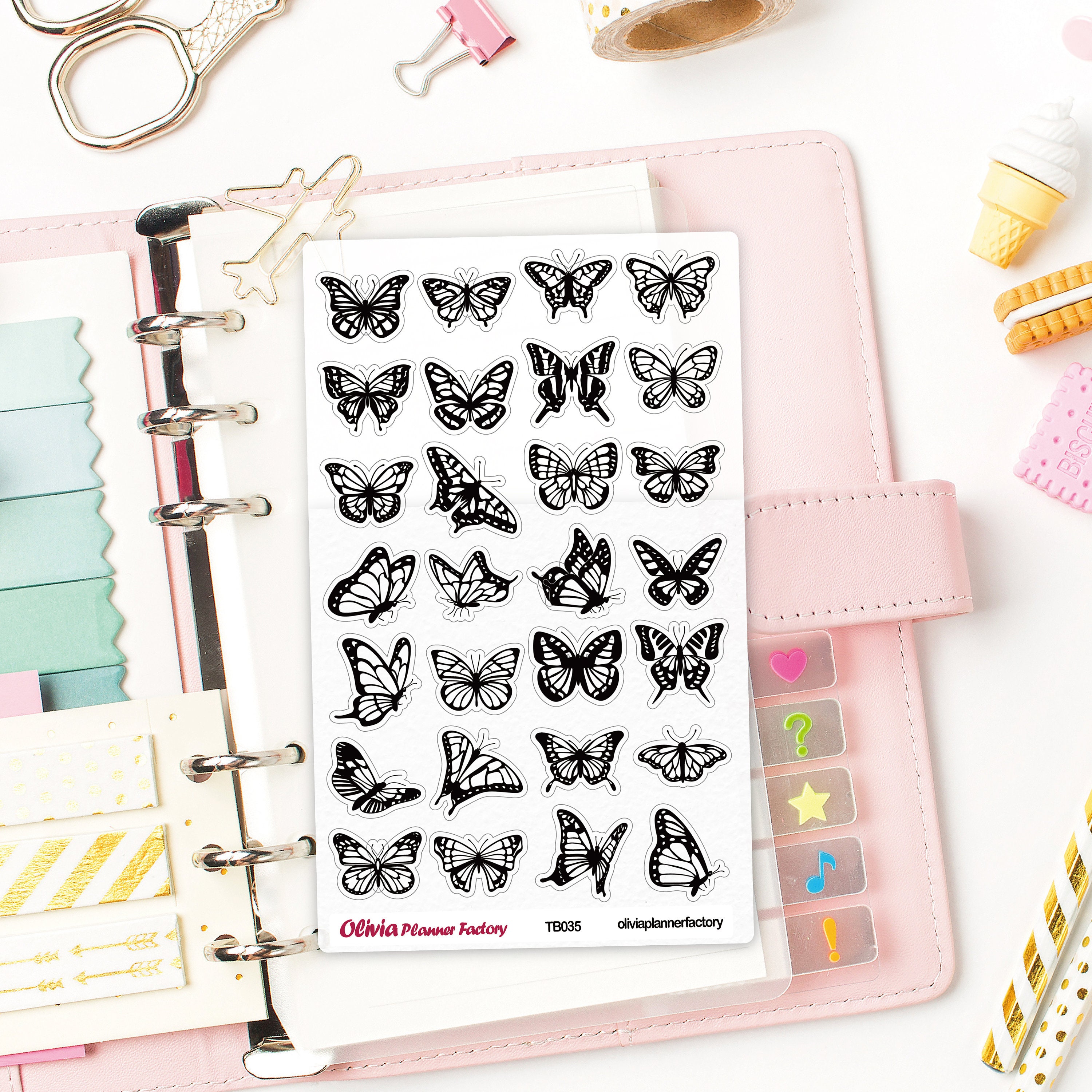 TB035 Clear Butterfly Sticker, Planner Decoration Sticker, ECLP, Erin ...