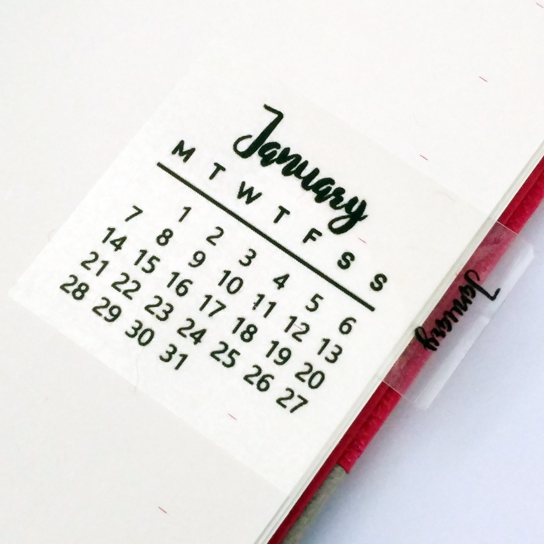 T011 2021 Clear Calendars With Index Sticker, Calendar Sticker, Monthly ...