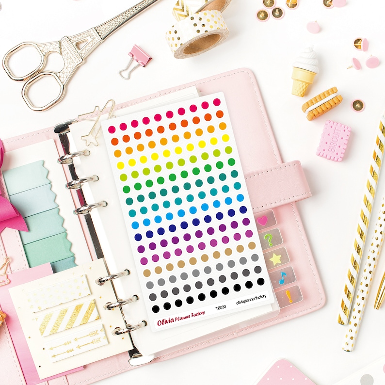 TB033 Clear Color Dot Stickers, Planner Decoration Sticker, ECLP, Erin ...