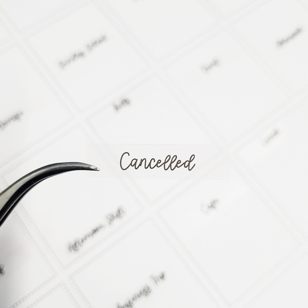TCC053 35pcs Clear CANCELLED Stickers / Cursive Letter Stickers ...