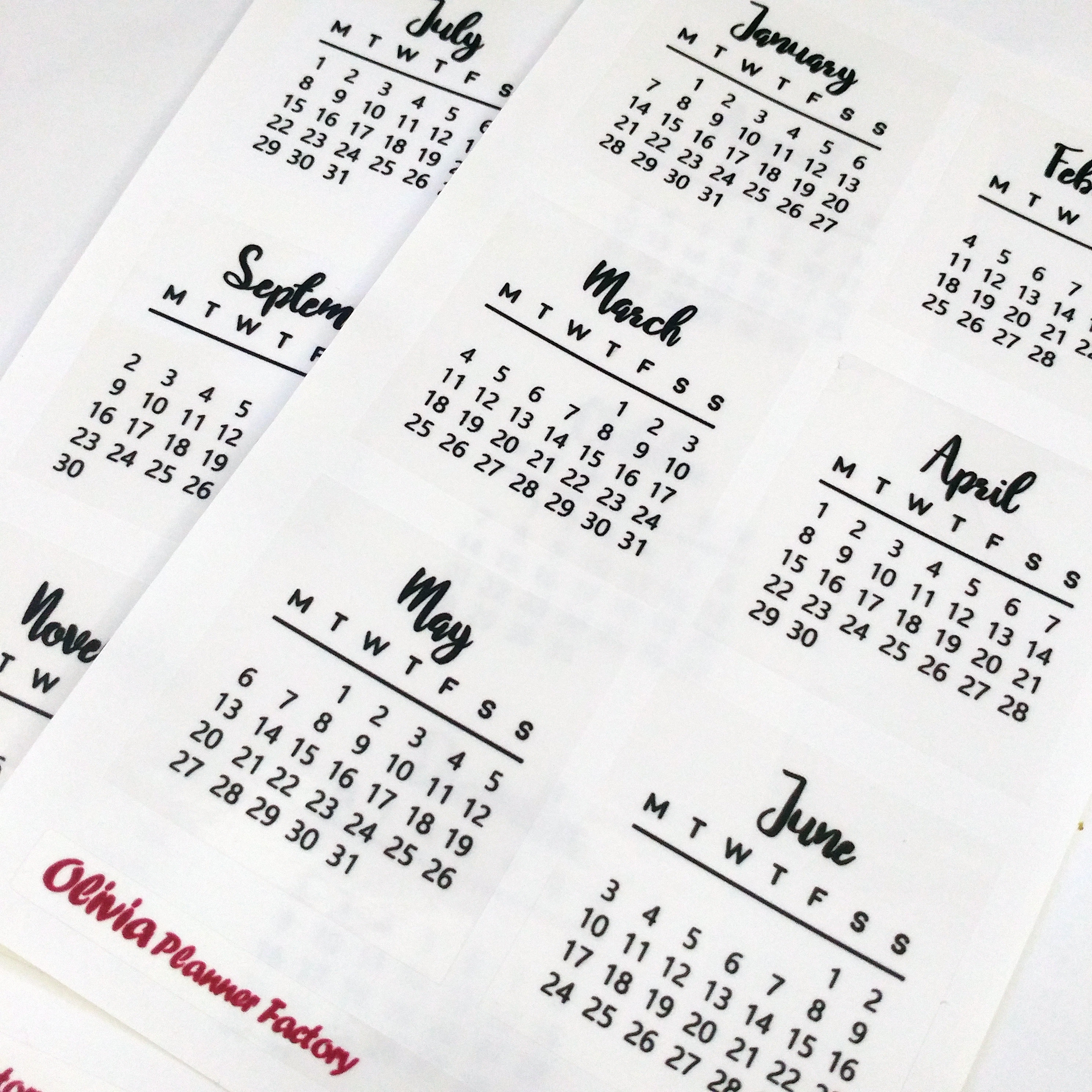 T009 2026 Monday Start Clear Mini Calendars Sticker, Calendar Sticker ...