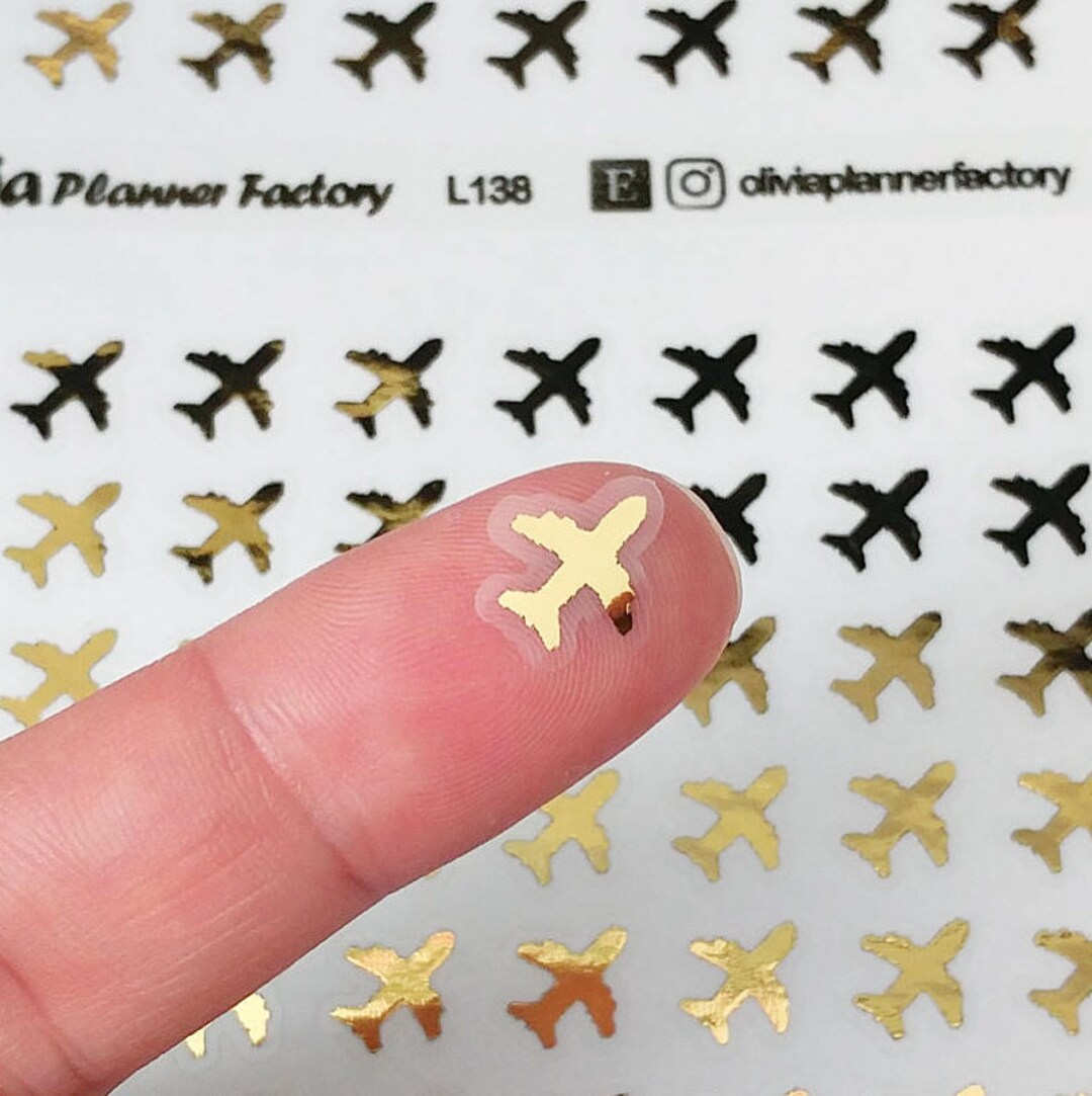 Airplain Sticker,clear Trip Sticker, Airplain Label, Gold Foil Sticker ...
