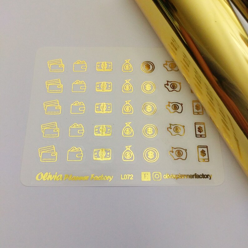 G072 Foiled money sticker money label coin sticker saving | Etsy