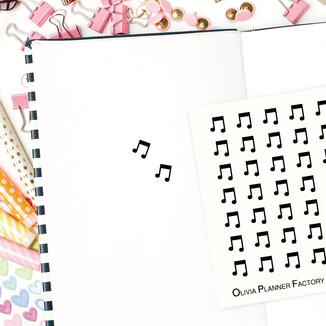 S022 Music Note Sticker, Music Lesson Stickers, Clear Planner Stickers ...