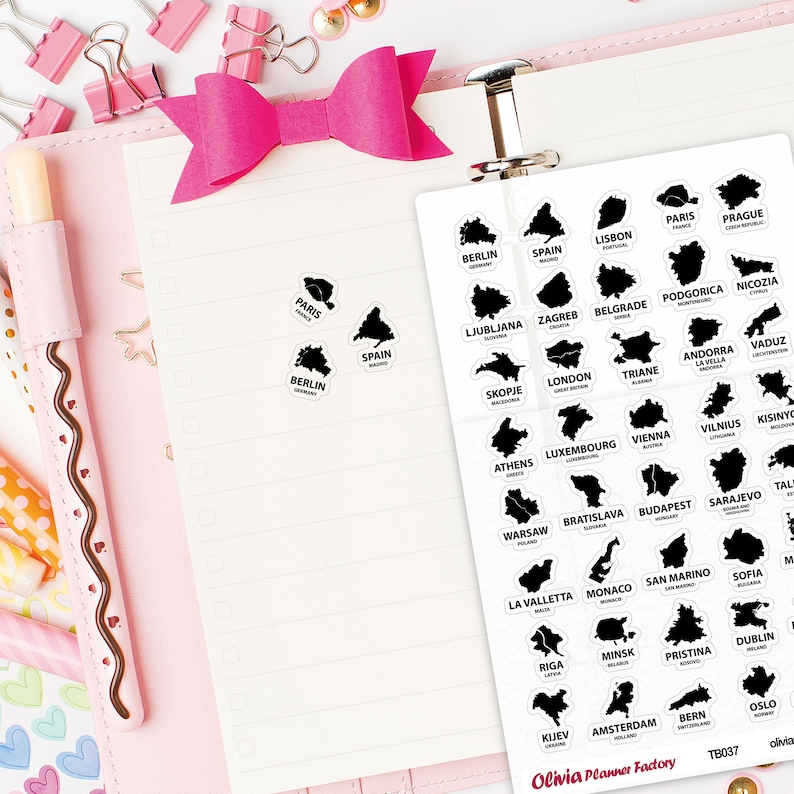 TB037 Clear Major City Stickers World Map Icon Planner - Etsy