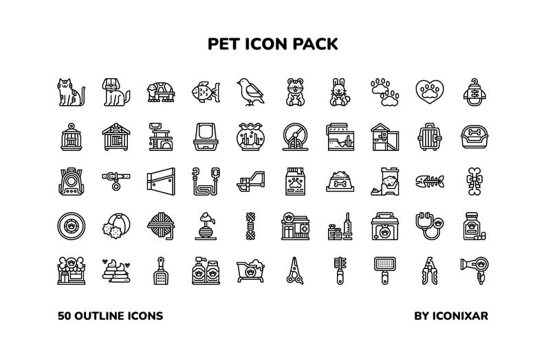 Pet Outline Icon Pack, SVG, PNG, Vector Icons - Etsy