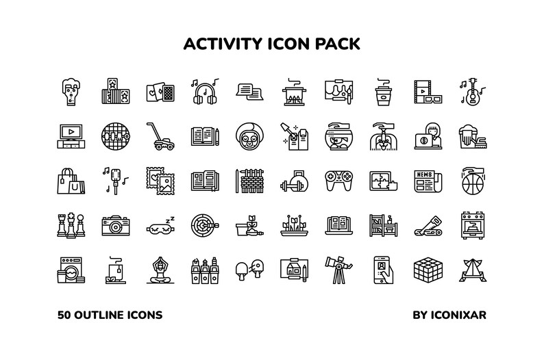 Activity Outline Icon Pack, SVG, PNG, Vector Icons - Etsy