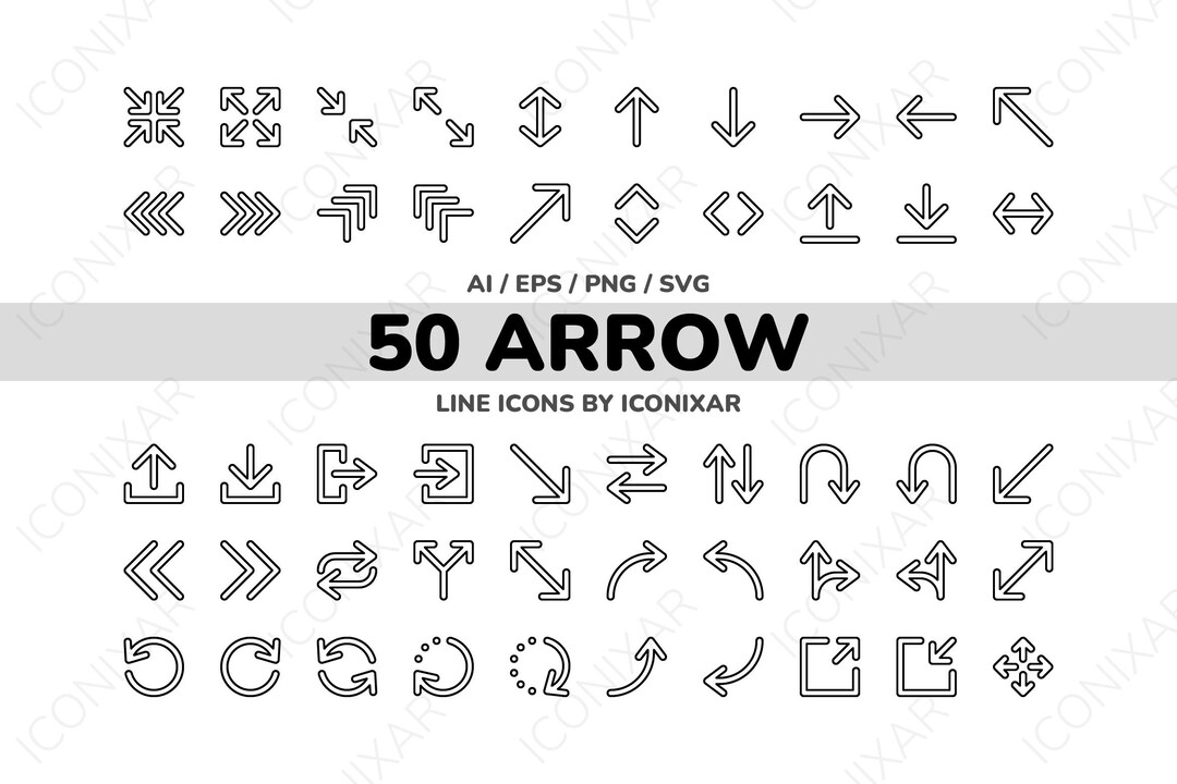 Arrow Outline Icon Pack, SVG, PNG, Vector Icons - Etsy