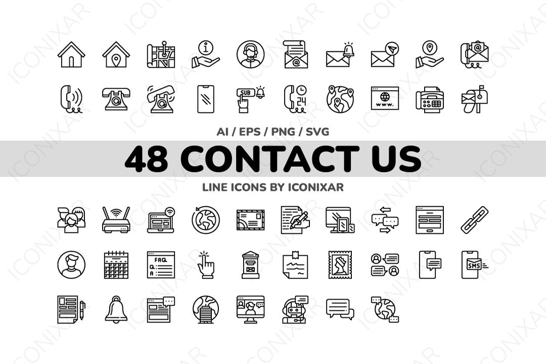 Contact Us Outline Icon Pack, SVG, PNG, Vector Icons - Etsy