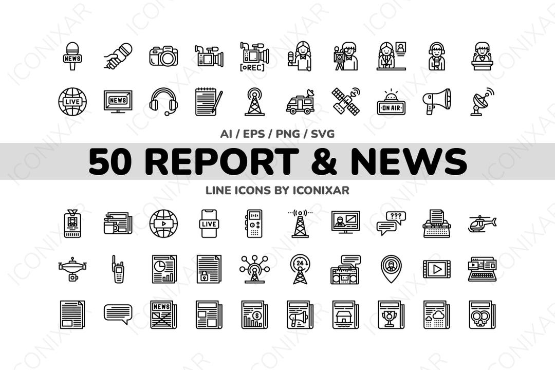Report & New Outline Icon Pack, SVG, PNG, Vector Icons - Etsy