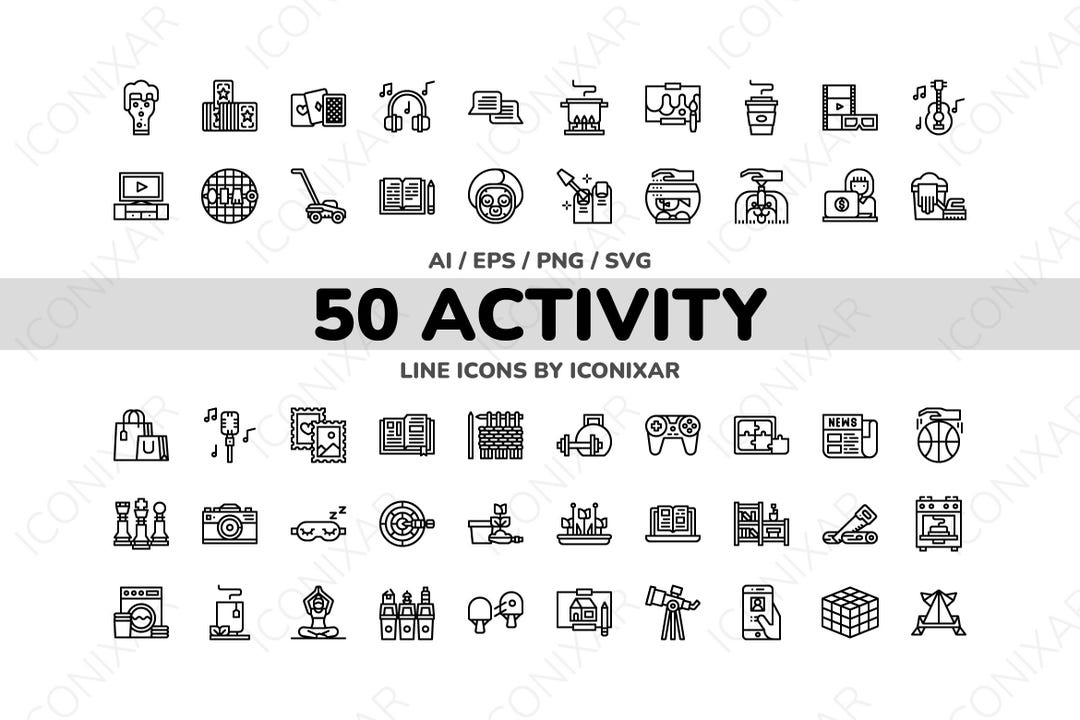 Activity Outline Icon Pack, SVG, PNG, Vector Icons - Etsy