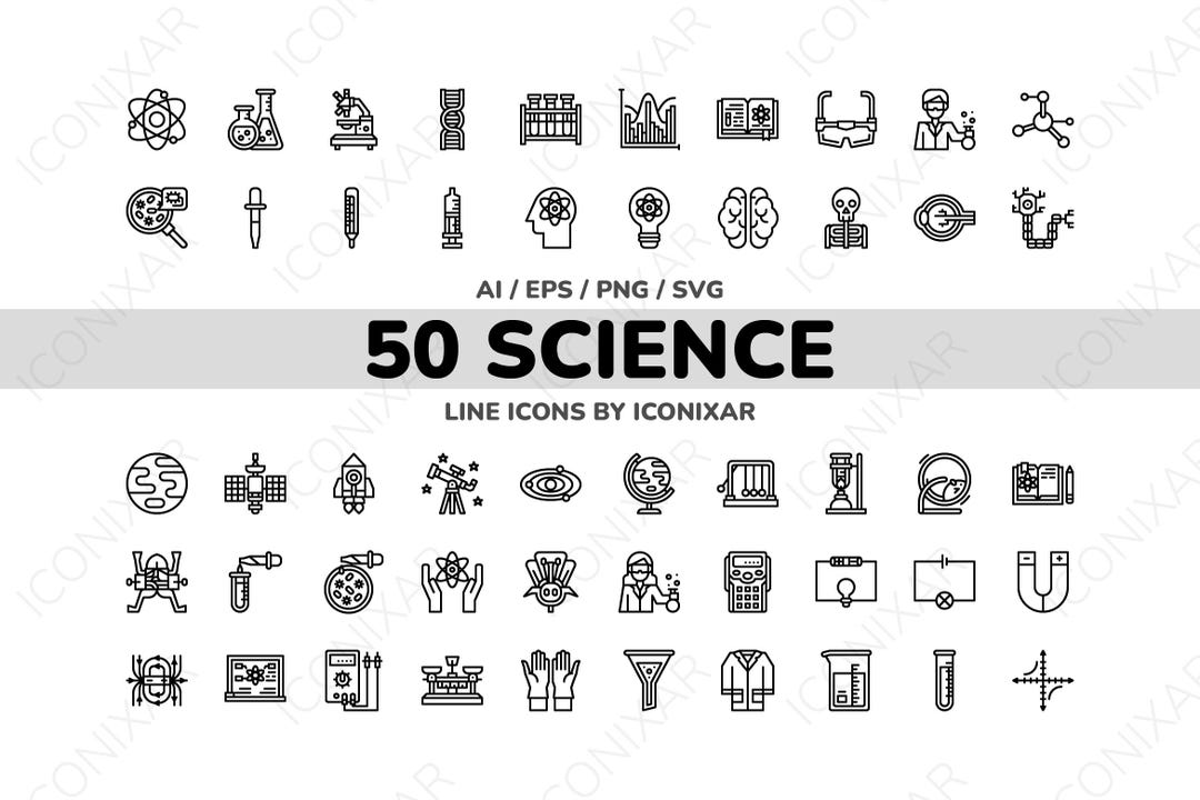 Science Outline Icon Pack, SVG, PNG, Vector Icons - Etsy