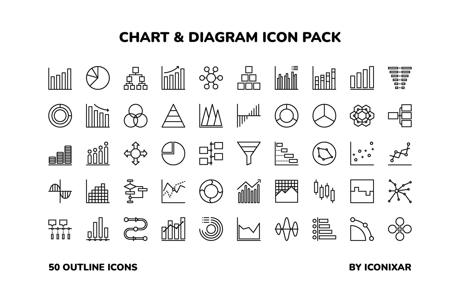 Chart & Diagram Outline Icon Pack, SVG, PNG, Vector Icons - Etsy