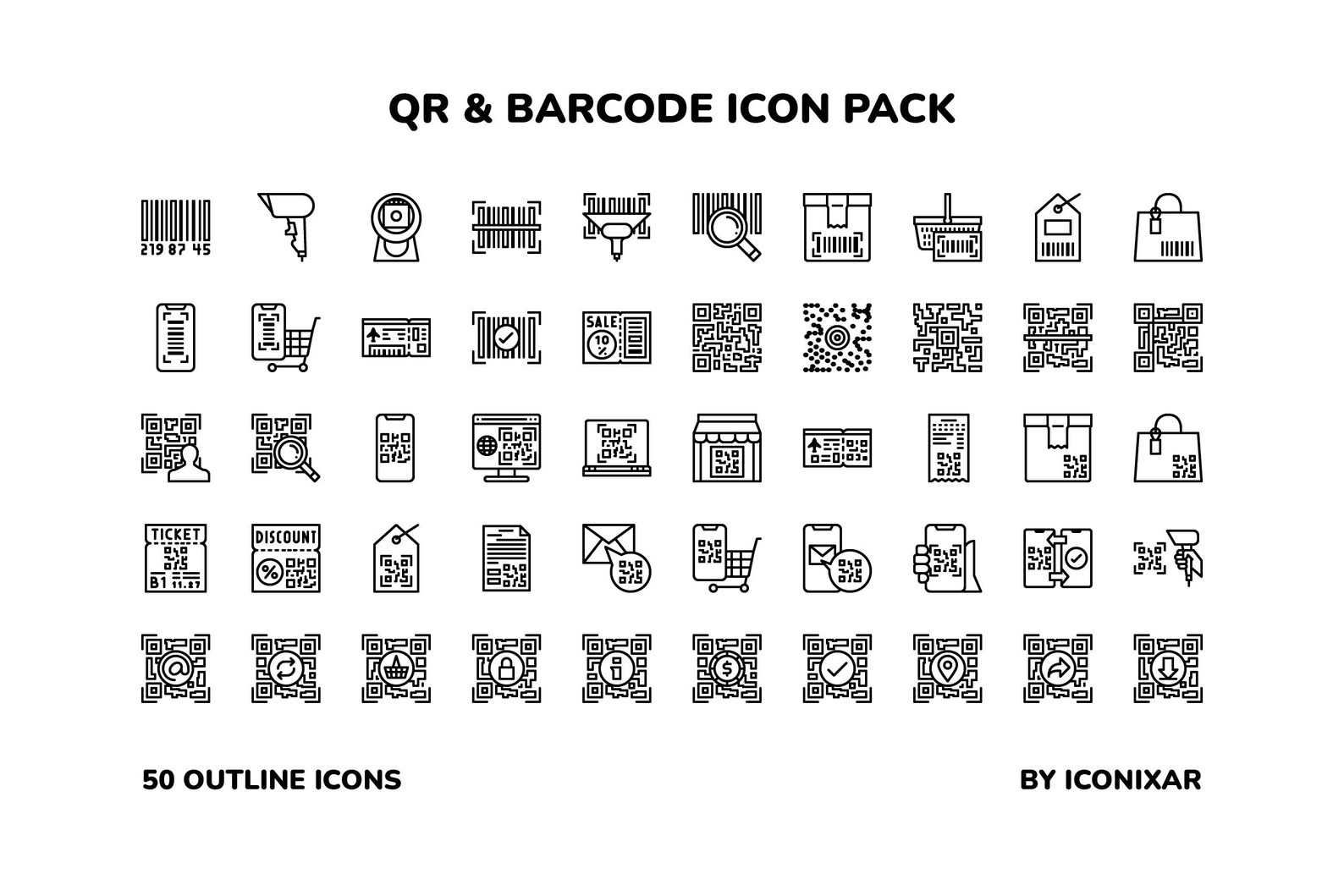 QR & Barcode Outline Icon Pack, SVG, PNG, Vector Icons - Etsy