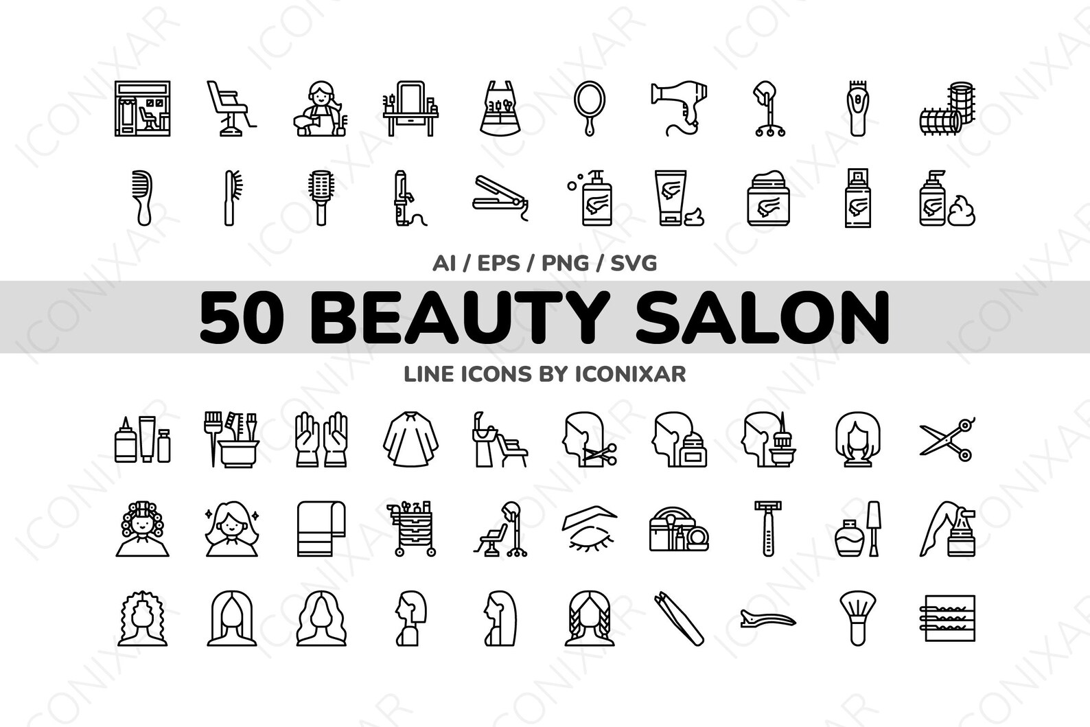 Beauty Salon Outline Icon Pack, SVG, PNG, Vector Icons - Etsy