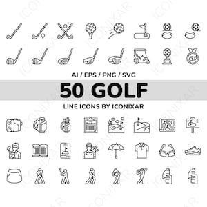 Golf Sport Outline Icon Pack, SVG, PNG, Vector Icons - Etsy