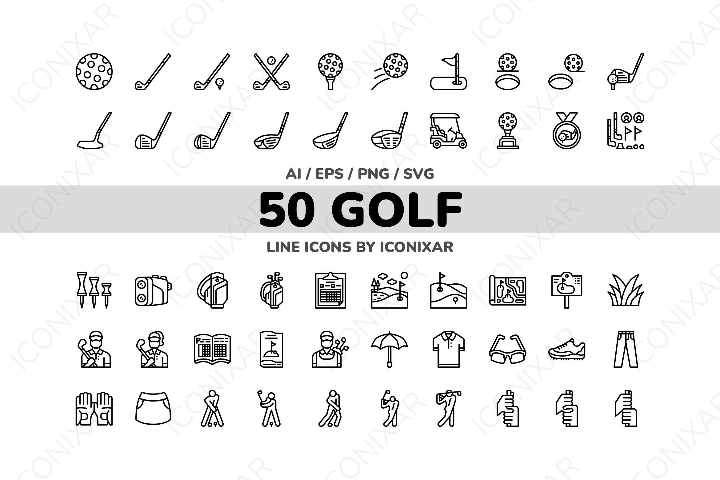 Golf Sport Outline Icon Pack, SVG, PNG, Vector Icons - Etsy