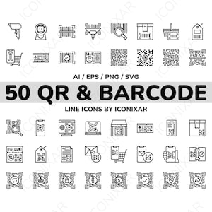QR & Barcode Outline Icon Pack, SVG, PNG, Vector Icons - Etsy