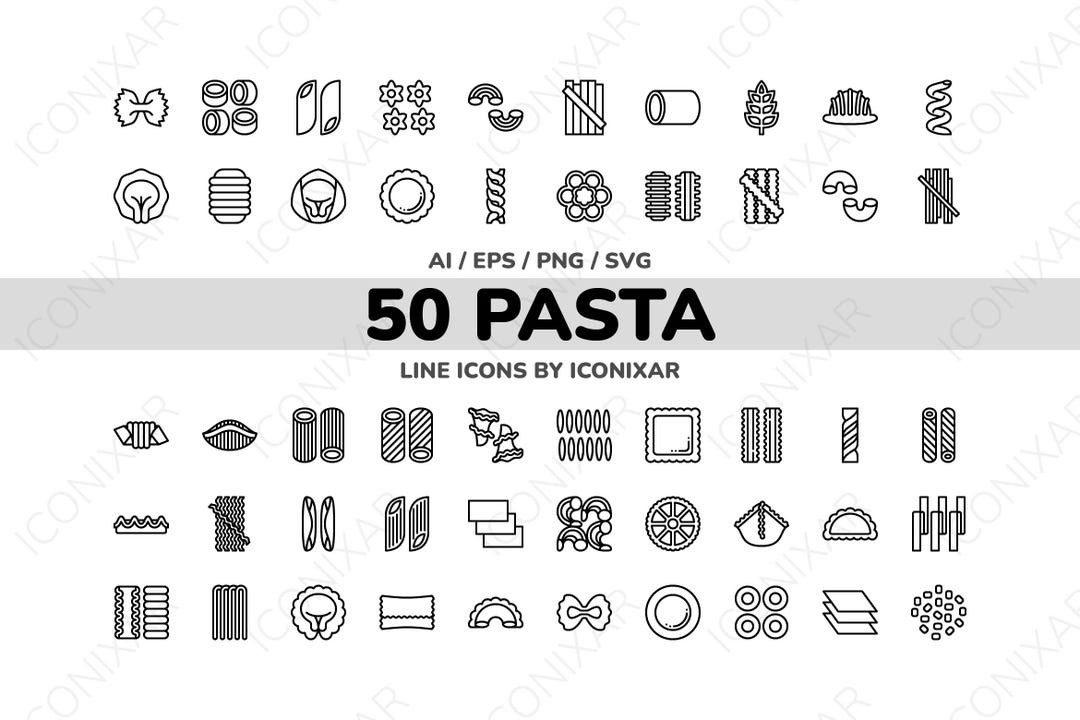 Pasta Outline Icon Pack, SVG, PNG, Vector Icons - Etsy