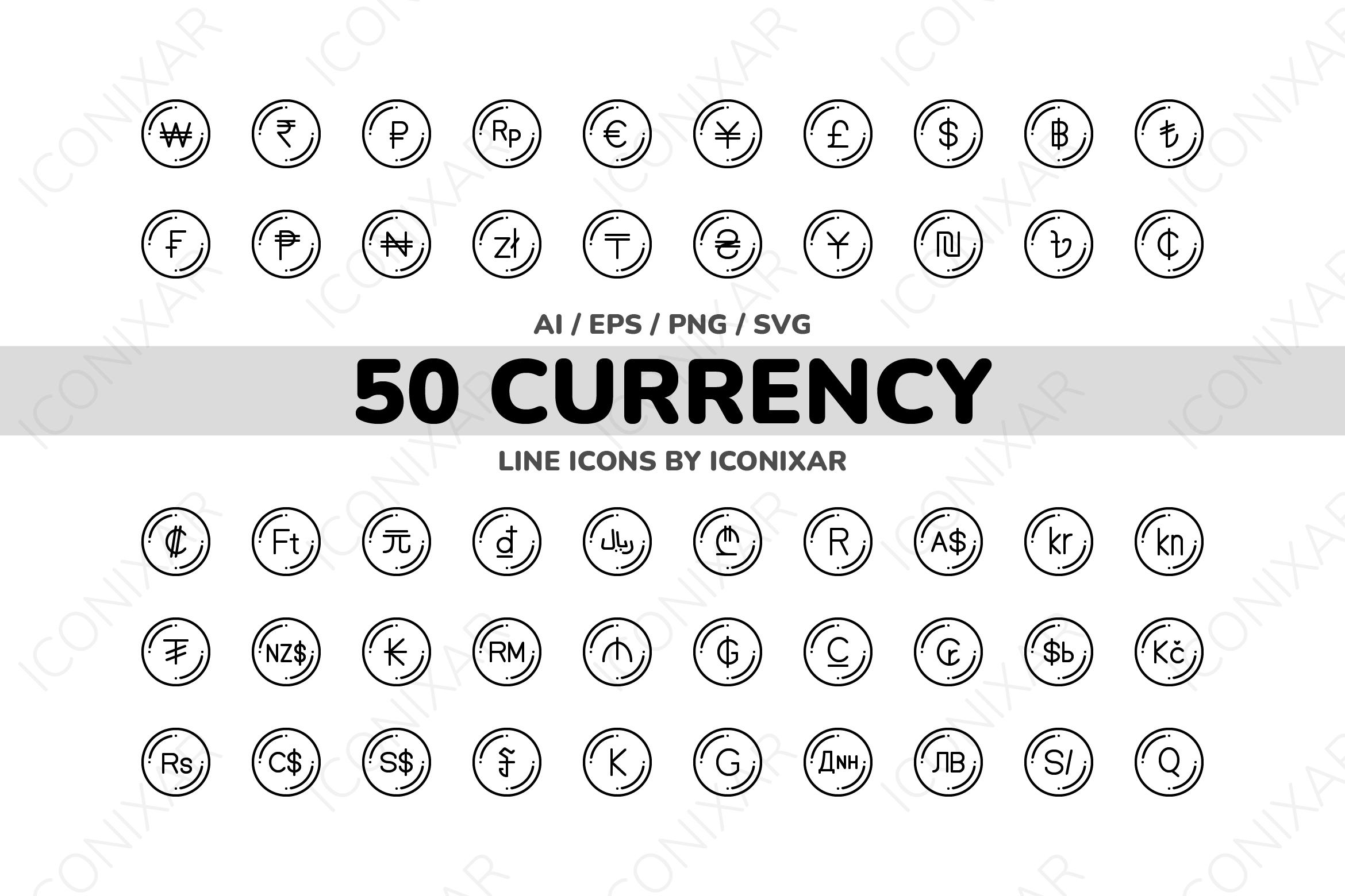 Currency Outline Icon Pack, SVG, PNG, Vector Icons - Etsy