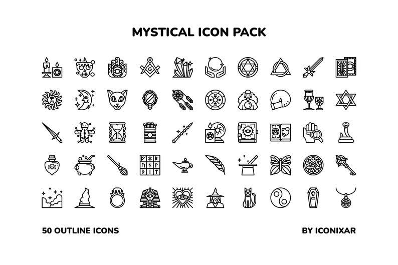 Mystical Outline Icon Pack, SVG, PNG, Vector Icons - Etsy