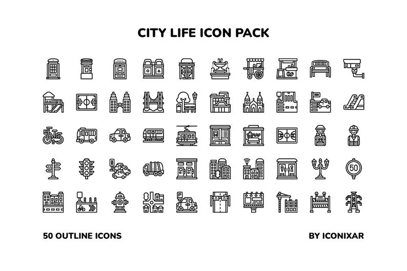 City Life Outline Icon Pack, SVG, PNG, Vector Icons - Etsy