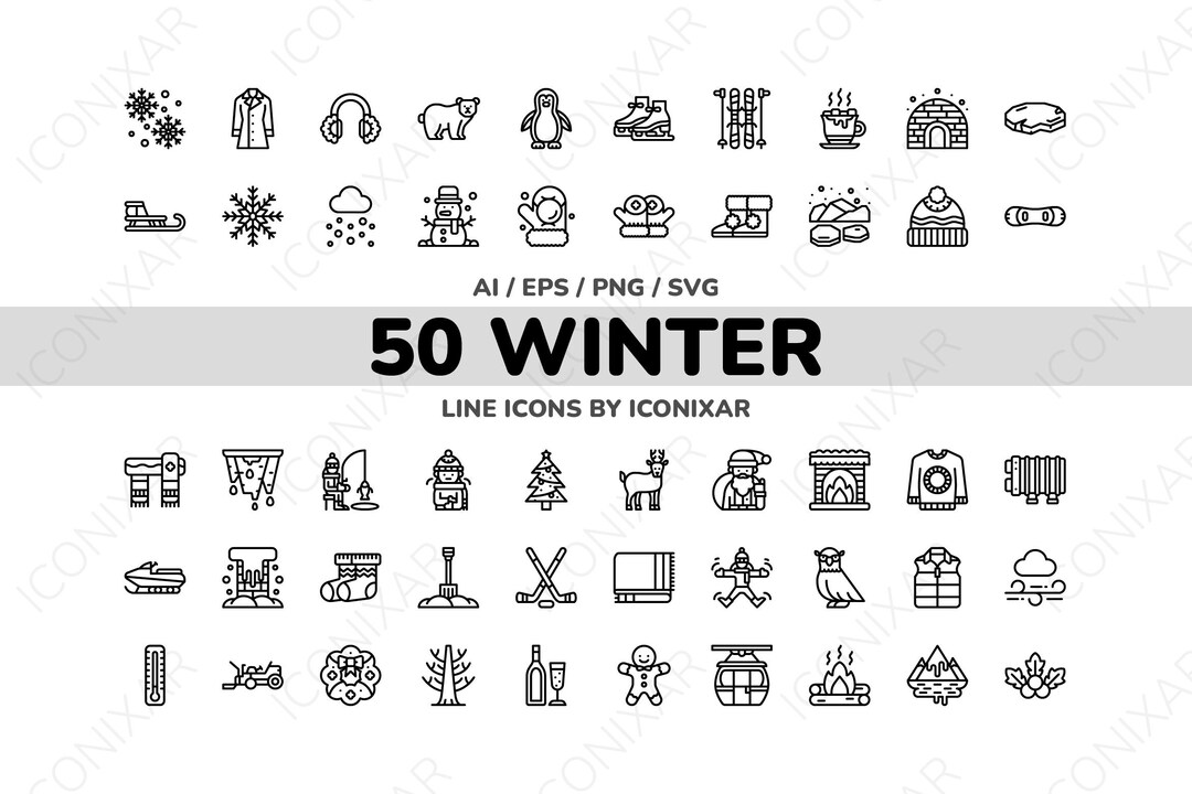 Winter Outline Icon Pack, SVG, PNG, Vector Icons - Etsy