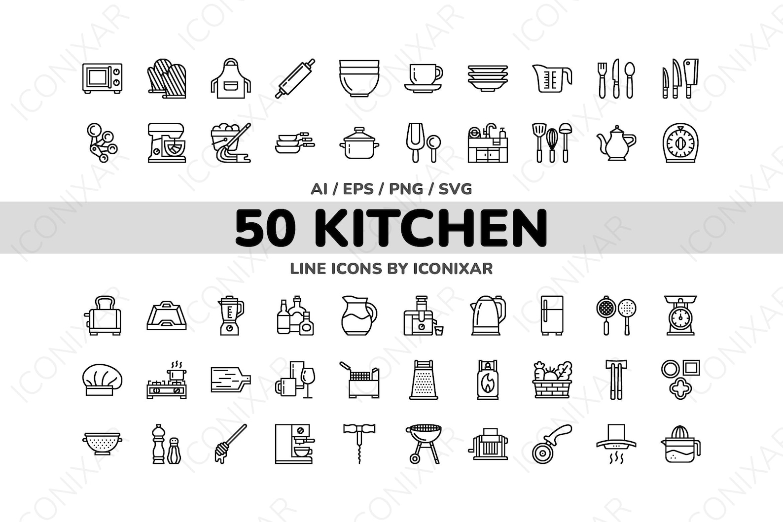 Kitchen Outline Icon Pack, SVG, PNG, Vector Icons - Etsy