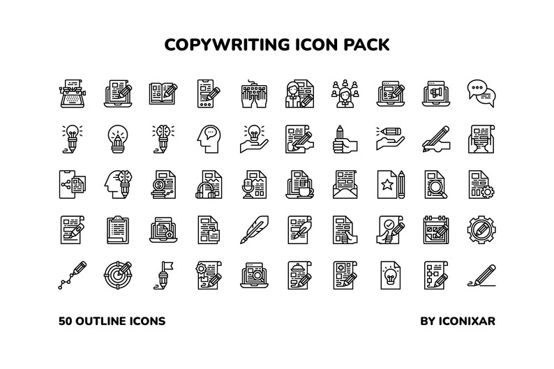Copywriting Outline Icon Pack, SVG, PNG, Vector Icons - Etsy