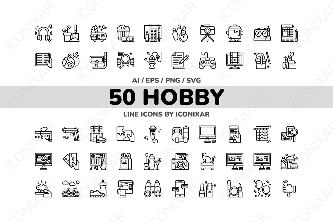 Hobby Outline Icon Pack, SVG, PNG, Vector Icons - Etsy