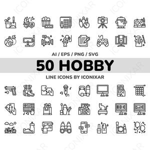 Hobby Outline Icon Pack, SVG, PNG, Vector Icons - Etsy