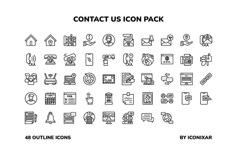 Contact Us Outline Icon Pack, SVG, PNG, Vector Icons - Etsy