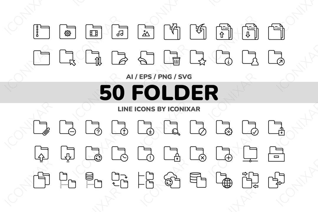 Folder Outline Icon Pack, SVG, PNG, Vector Icons - Etsy