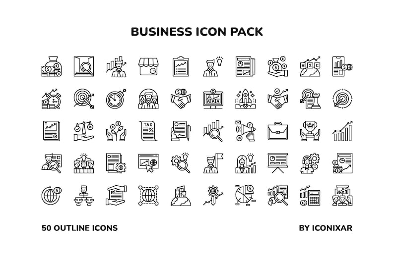 Business Outline Icon Pack, SVG, PNG, Vector Icons - Etsy
