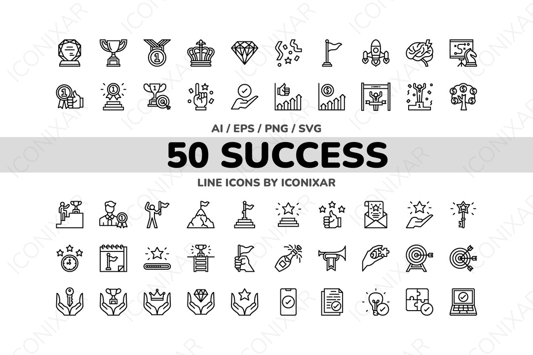 Success Outline Icon Pack, SVG, PNG, Vector Icons - Etsy