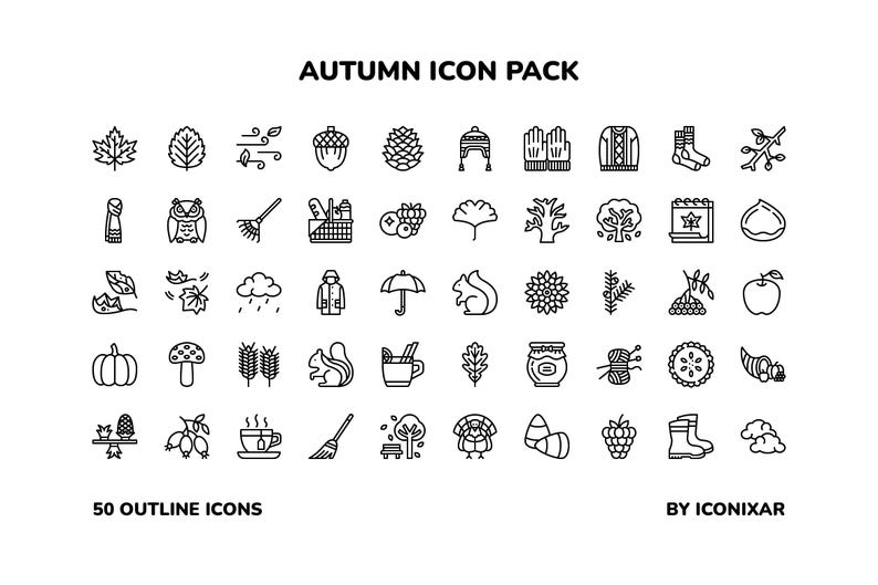 Autumn Outline Icon Pack, SVG, PNG, Vector Icons - Etsy