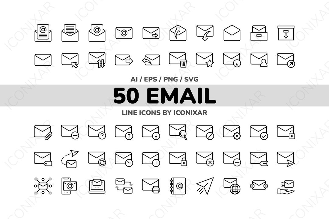 Email Outline Icon Pack, SVG, PNG, Vector Icons - Etsy
